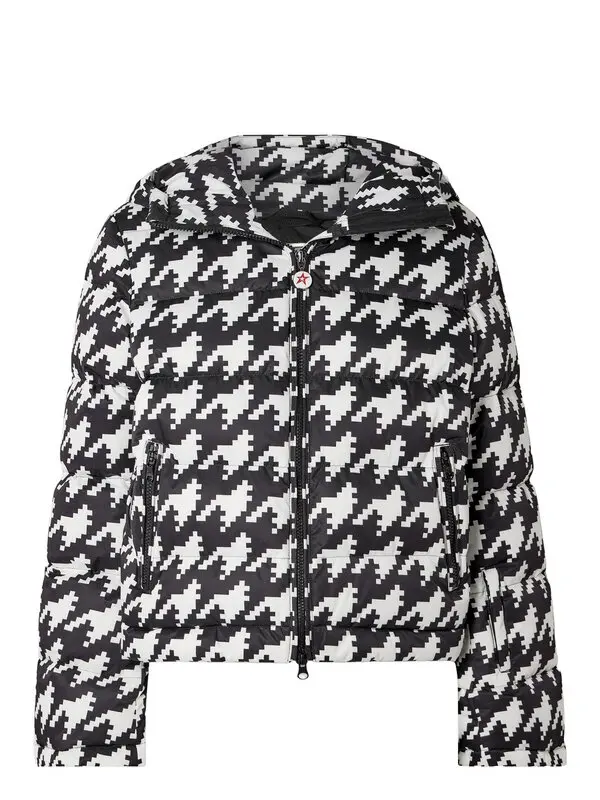 Perfect Moment Polar Flare Houndstooth Down Ski Jacket - Black