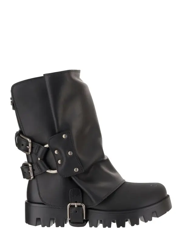 Dolce & Gabbana Rubber And Leather Ankle Boots - Black