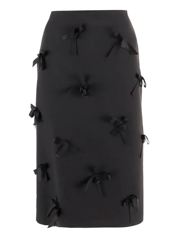 JIL SANDER Satin Skirt With Embroidered Bows - Black