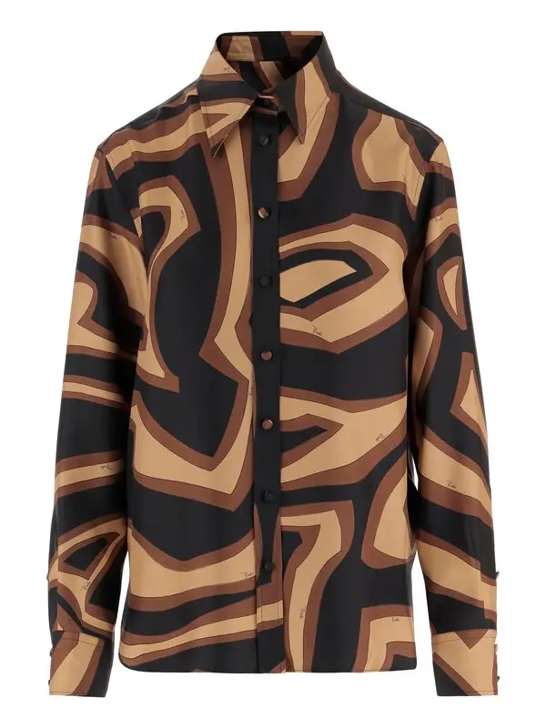Emilio Pucci Silk Labyrinth Print Shirt - Red