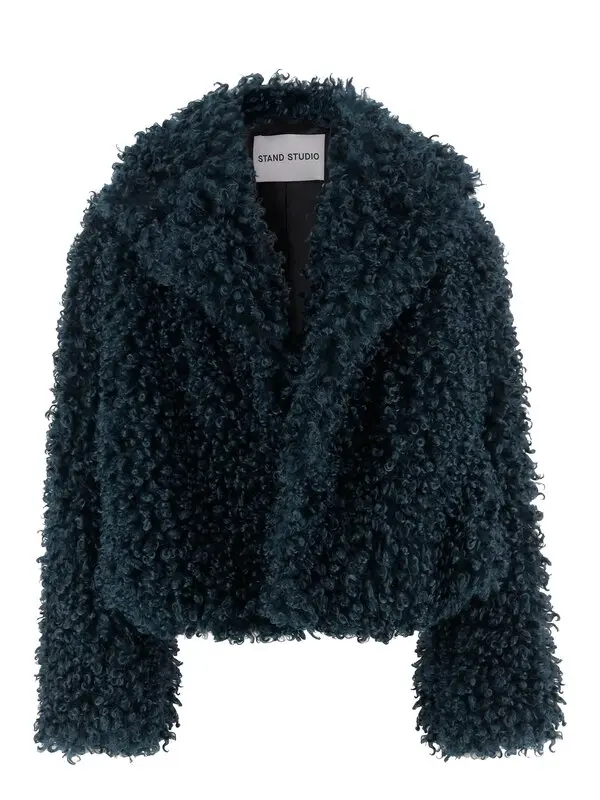 STAND STUDIO Samara Furry Jacket - Verde Petrolio