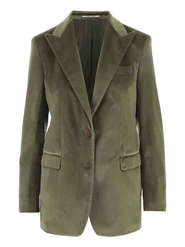 Tagliatore Single-breasted Stretch Cotton Velvet Jacket - Green