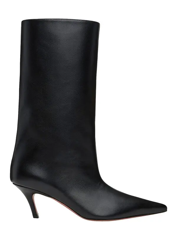 Amina Muaddi Fiona Nappa Leather Boots - Black