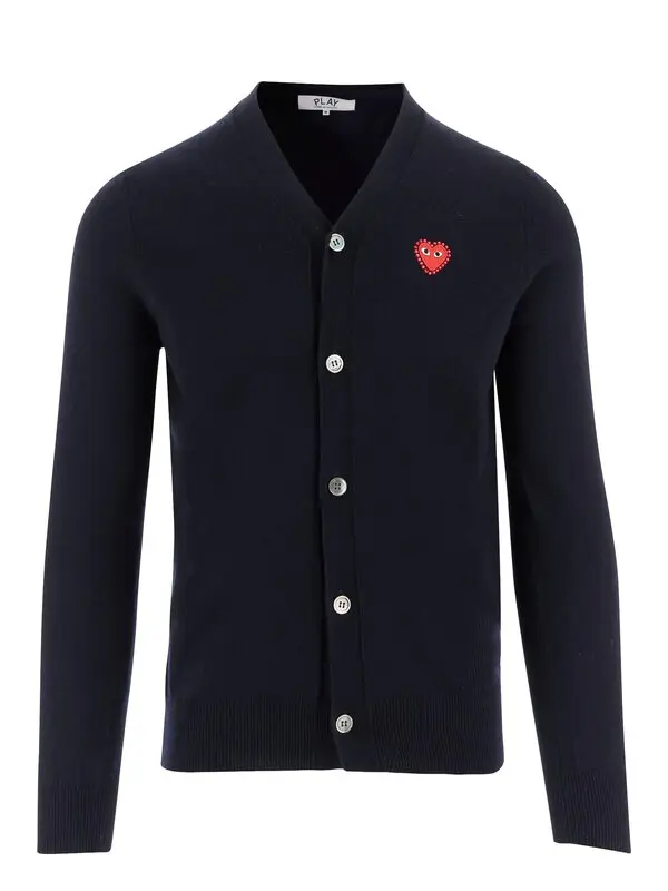 PLAY Wool Cardigan With Logo - Blue
