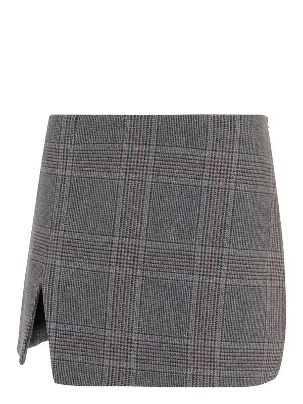 THE GARMENT Wool Blend Check Pattern Skirt - Grey