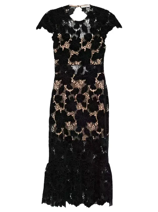 Alice + Olivia Clover Lace Midi Dress - Black