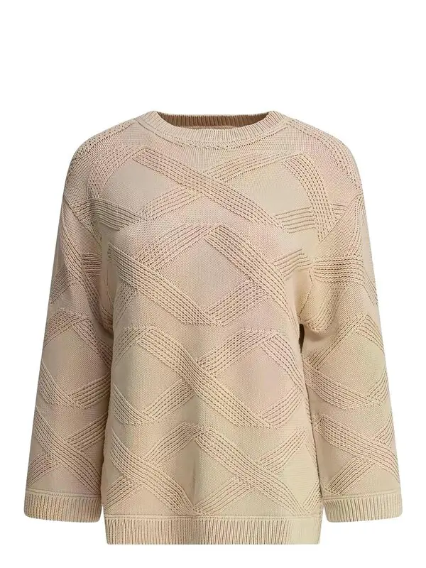 LOULOU Diamond-pattern Cotton Sweater - Neutrals