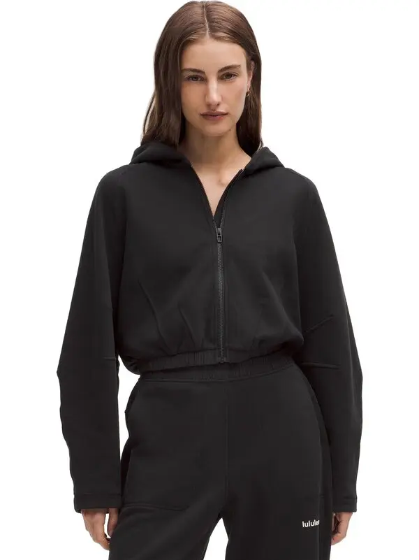 Lululemon Loungeful Relaxed-fit Full-zip Cropped Hoodie - Black