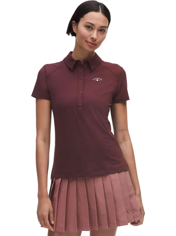 Lululemon Quick-dry Short-sleeve Polo Shirt With Straight Hem - Goodnight Plum