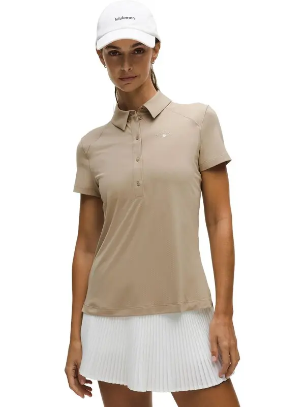 Lululemon Quick-dry Short-sleeve Polo Shirt With Straight Hem - Sheer Oak