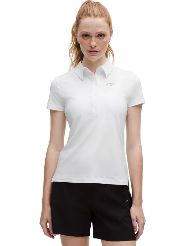 Lululemon Quick-dry Short-sleeve Polo Shirt With Straight Hem - White