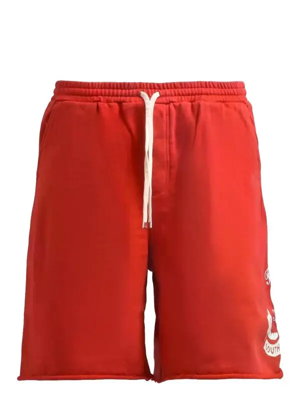 BREATH Logo-print Raw-hem Shorts - Red