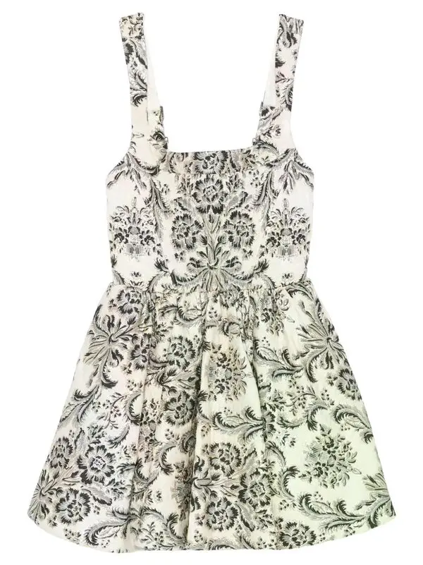 Alice + Olivia Guinevere Floral Jacquard Mini Dress - Neutrals