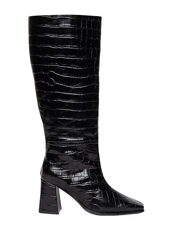 Intentionally Blank Tgif Embossed Croc Boots - Black