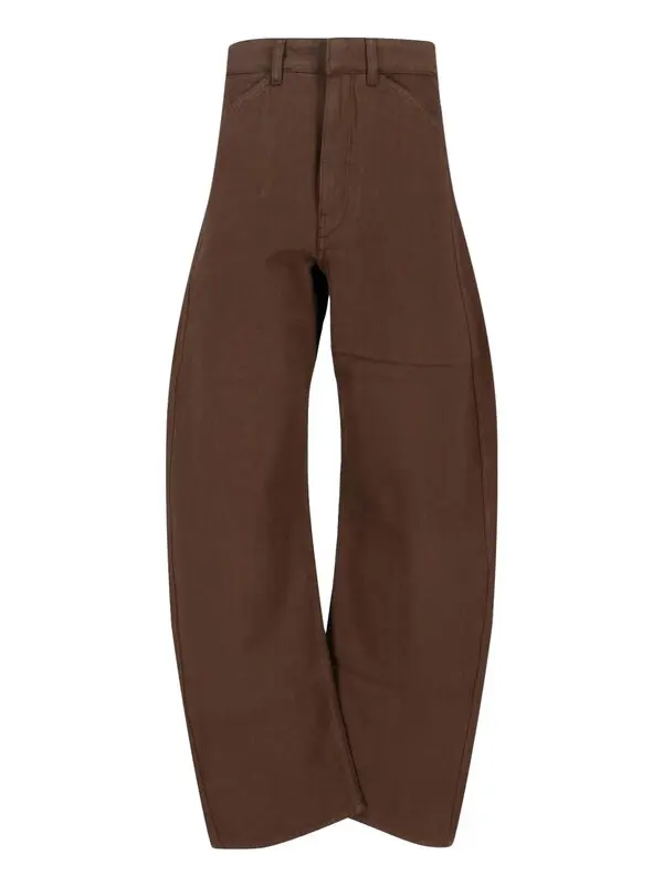 LEMAIRE Rounded Cotton Pants - Brown