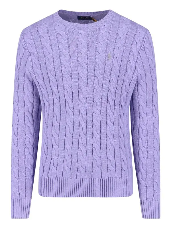 Polo Ralph Lauren Braided Cotton Sweater - Purple