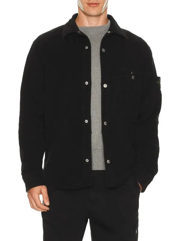 Stone Island Button Up Top - Black