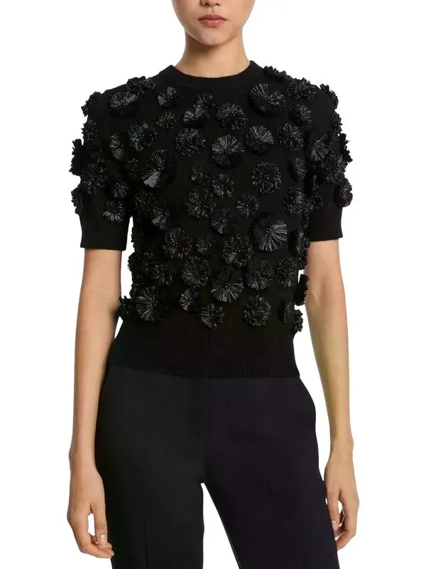 Michael Kors Floral-embroidered Top - Black