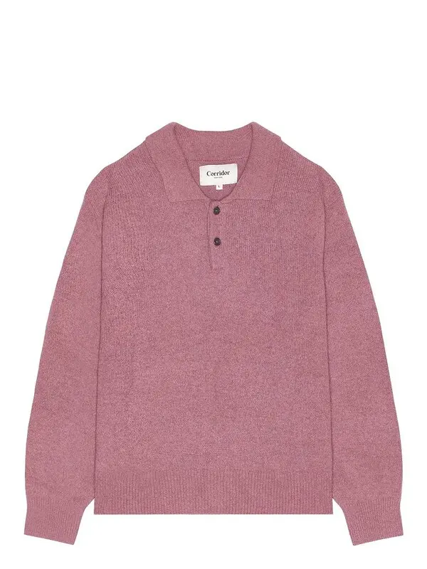 CORRIDOR Brushed Alpaca Polo In Mauve - Plum