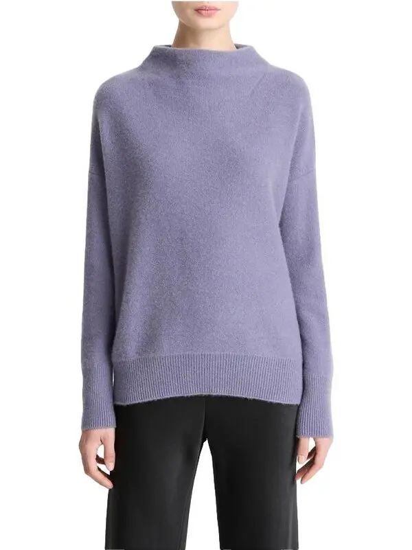 Vince Plush Cashmere Funnel-neck Sweater - Natural