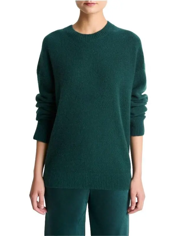 Vince Plush Cashmere Crew Neck Sweater - Green / Floral