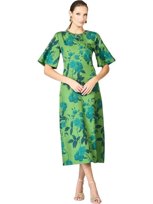 Sachin & Babi Embellished Lemie Empress Roses Dress - Green