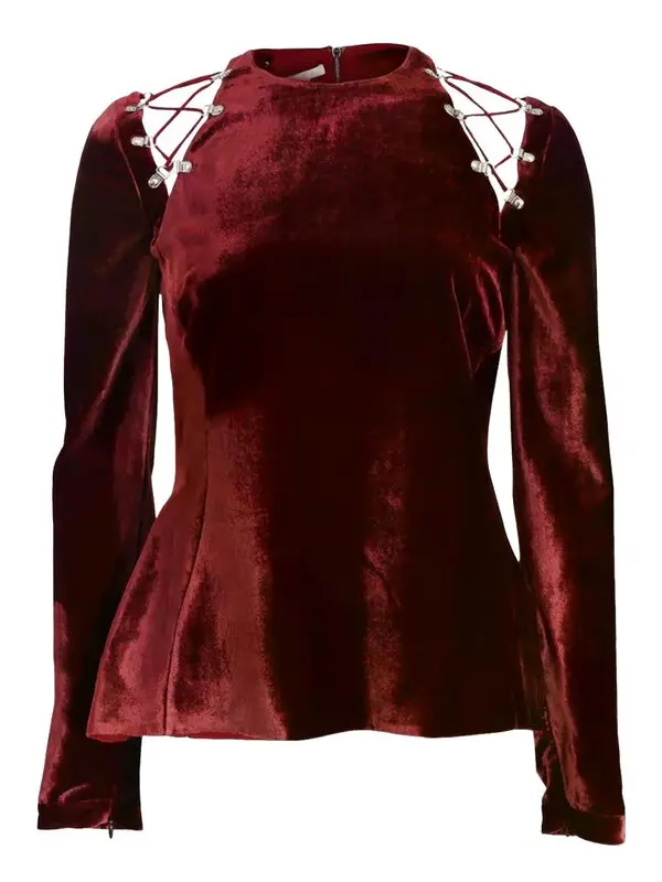 Antonio Berardi Lace-up Velvet Blouse - Red