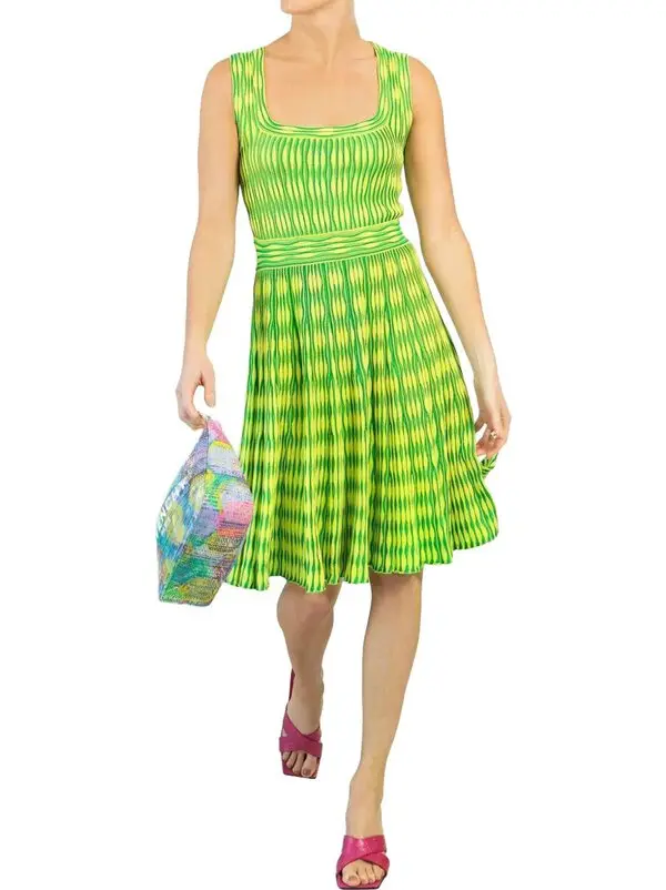 ANTONINO VALENTI Concetta Pleated Knitted Midi Dress - Green
