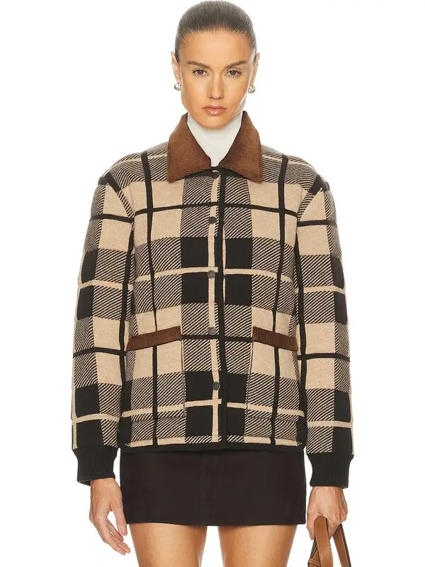 Guest In Residence Quilted Plaid Liner Jacket - Burnt Cocoa Combo