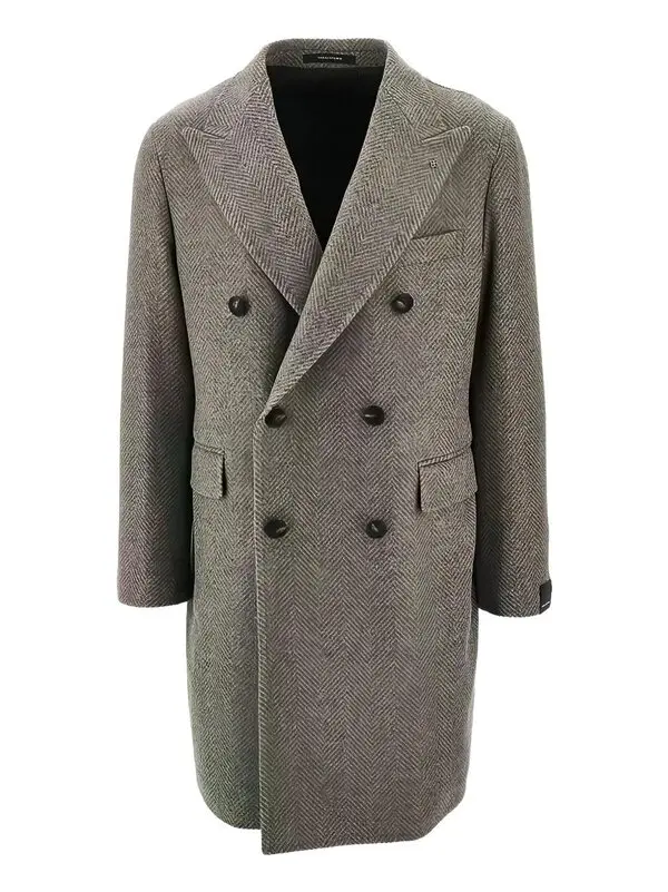 Tagliatore Herringbone Double-breasted Coat - Grey