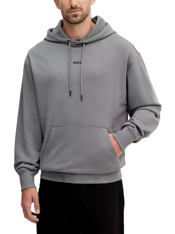Hugo Boss Logo-embroidered Hoodie - Grey