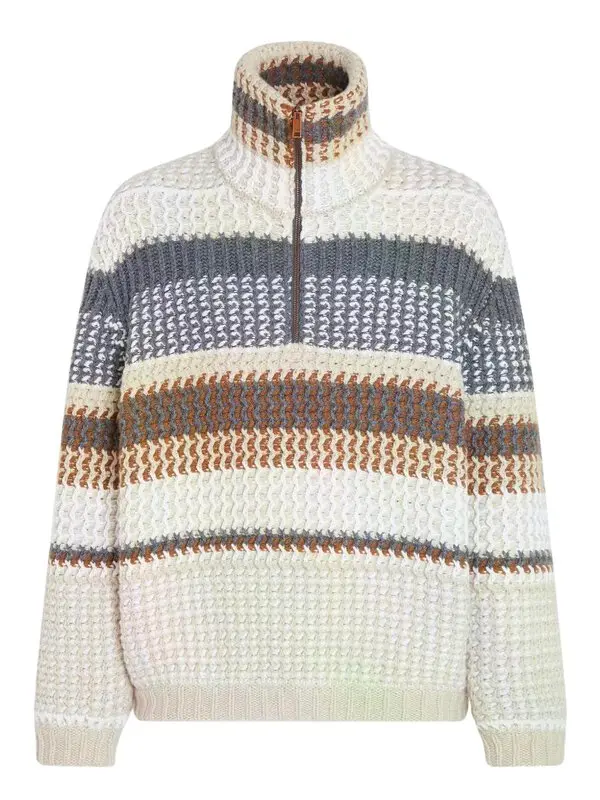 Zegna Oasi High-neck Striped Sweater - Neutrals