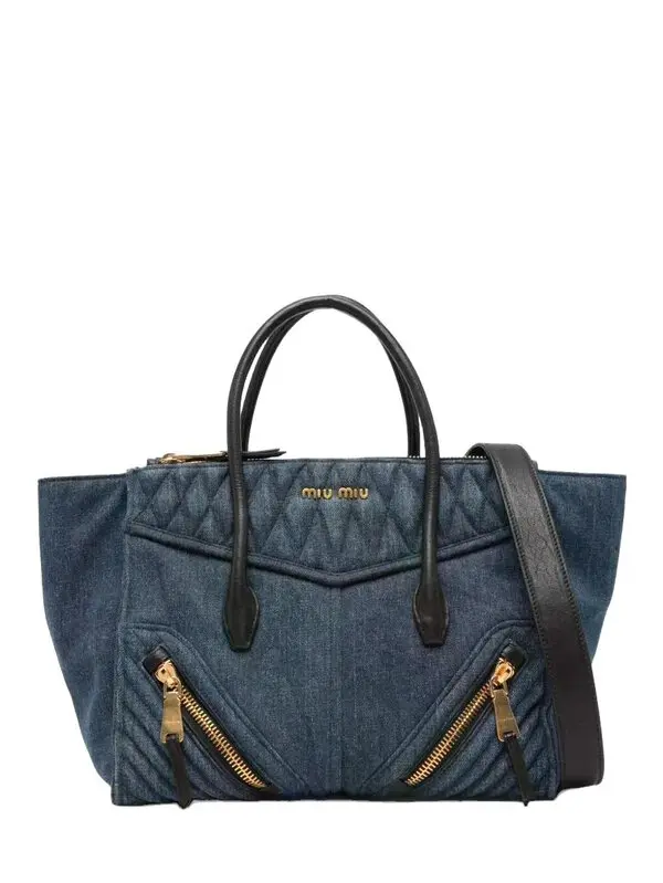 Miu Miu Quilted Panel Tote Bag - Blue