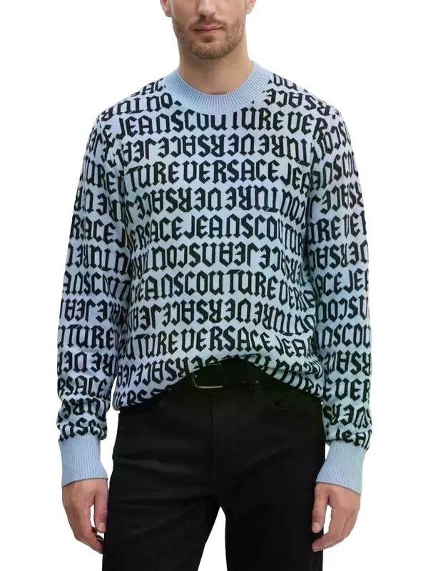 Versace Text-motif Sweater - Blue