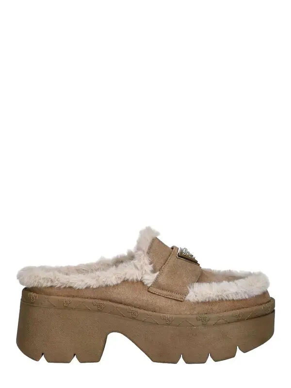 Guess 70mm Faux Fur-trim Mules - Brown