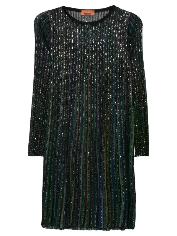Missoni Striped Embellished Dress - Black