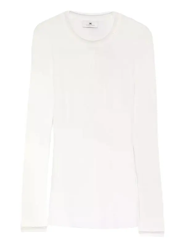 Elisabetta Franchi Ribbed Top - Neutrals