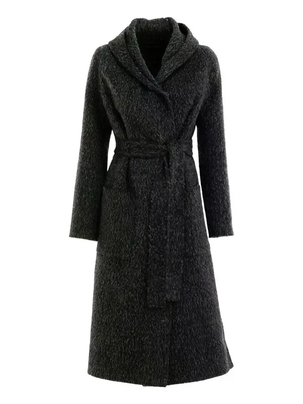 ALMAROSAFUR Hooded Belted Coat - Grey