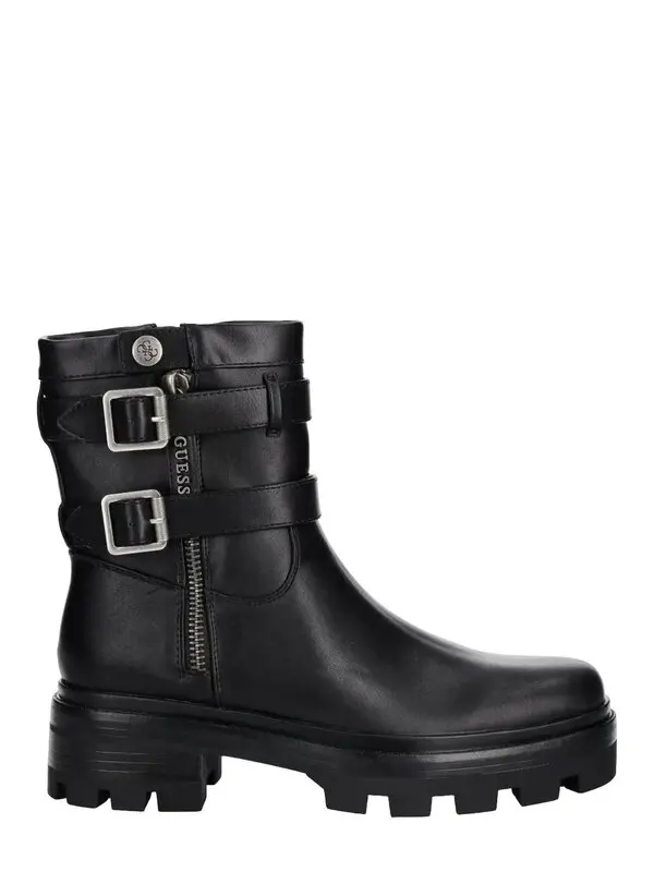 Guess Lynden Buckle-strap Ankle Boots - Black