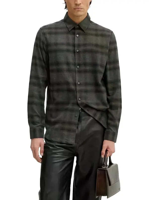 Theory Irving Buttoned Plaid Shirt - Grey