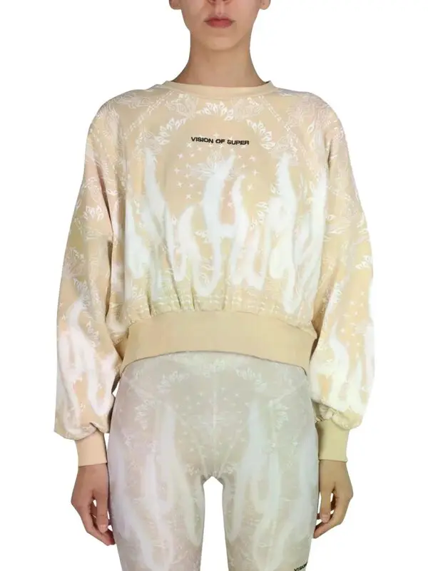 VISION OF SUPER Flame-print Sweatshirt - Neutrals