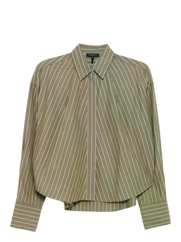 Rag & Bone Striped Poplin Martha Shirt - Green