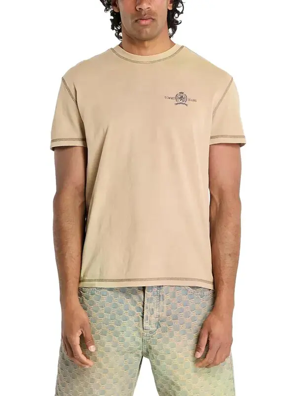 Tommy Hilfiger Logo-embroidered T-shirt - Neutrals