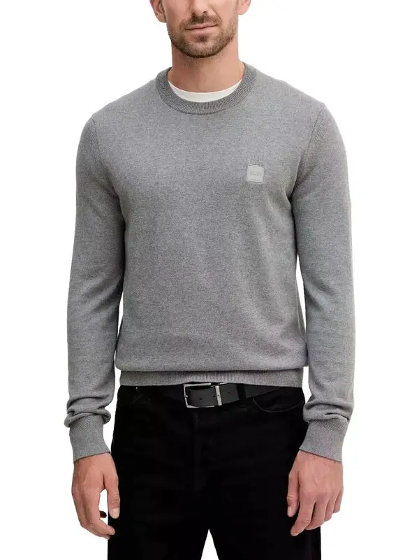 Hugo Boss Logo-patch Crew-neck Sweater - Grey