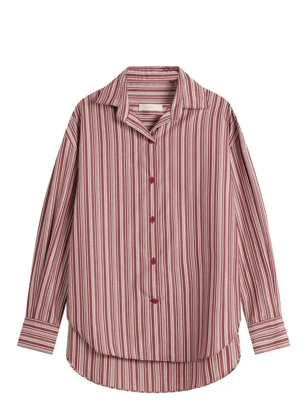 Faithfull The Brand En Vau Striped Shirt - Burgundy Stripe