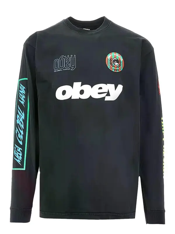 Obey Graphic Print Long-sleeve Sweater - Black