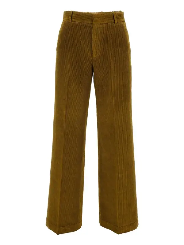 CELLAR DOOR Ribbed Straight-leg Trousers - Brown