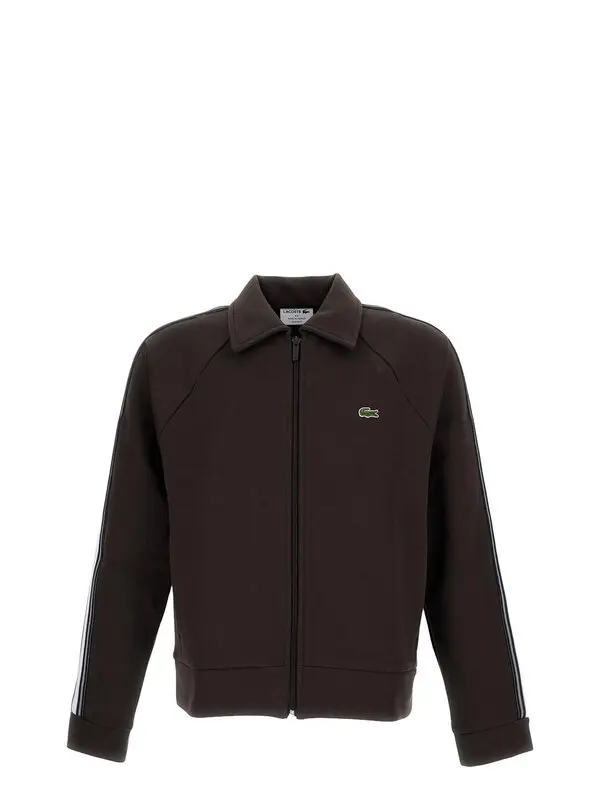 Lacoste Zip-up Cotton Blend Sweatshirt - Brown