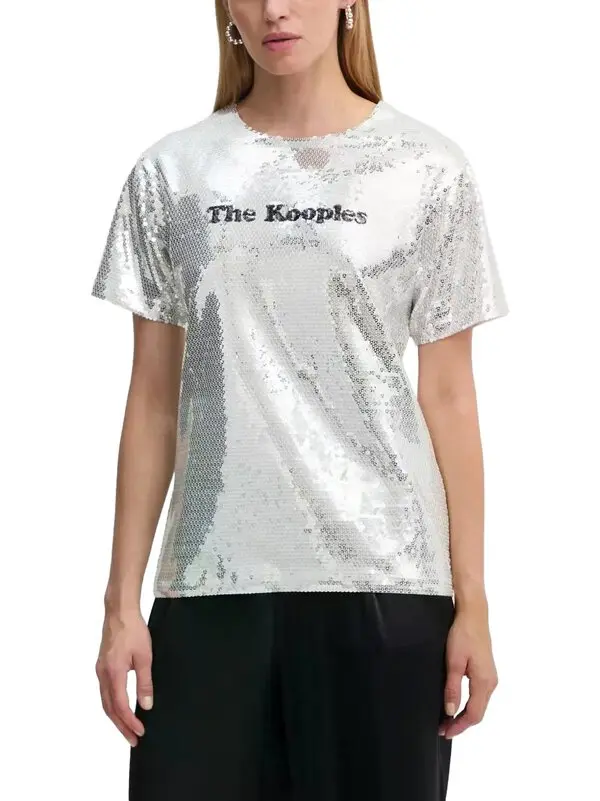 The Kooples Sequin-embellished T-shirt - Silver