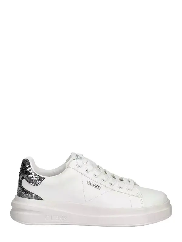 Guess Elbina Leather Sequin Heel Sneakers - White